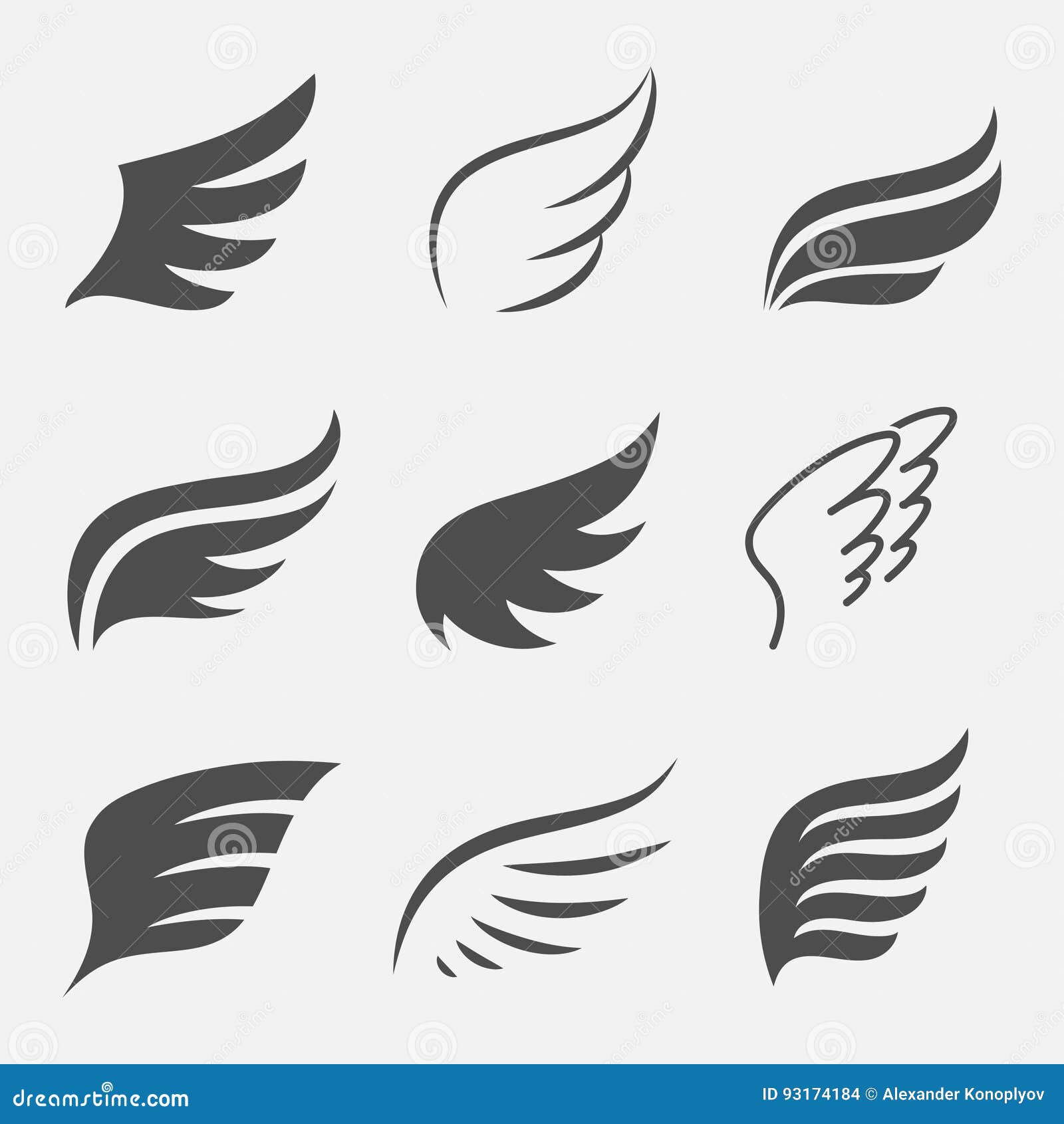 Las Alas Vector El Conjunto Ilustración del Vector - Ilustración de ...