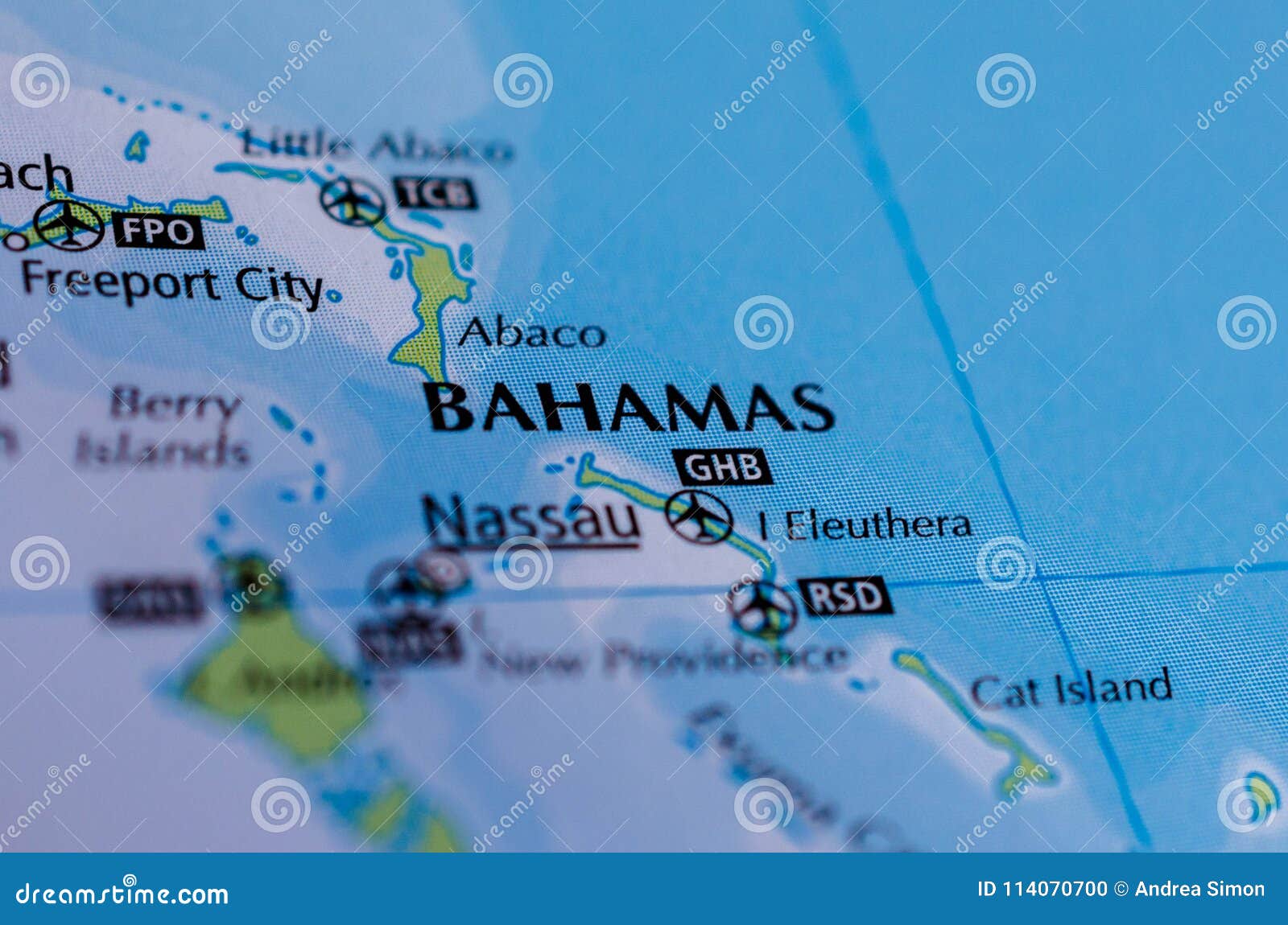 Las Bahamas en mapa foto de archivo. Imagen de centro - 114070700