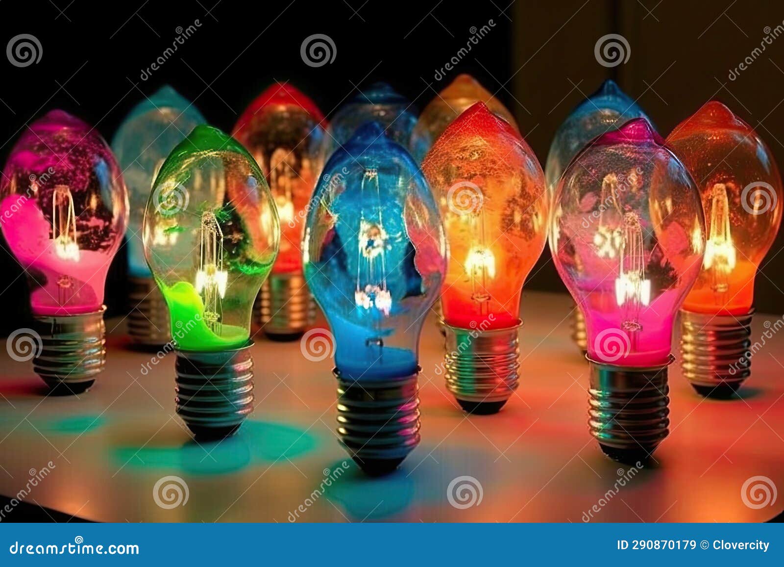 Las Bombillas Arco Iris Representan Diversas Ideas Stock de ilustración ...