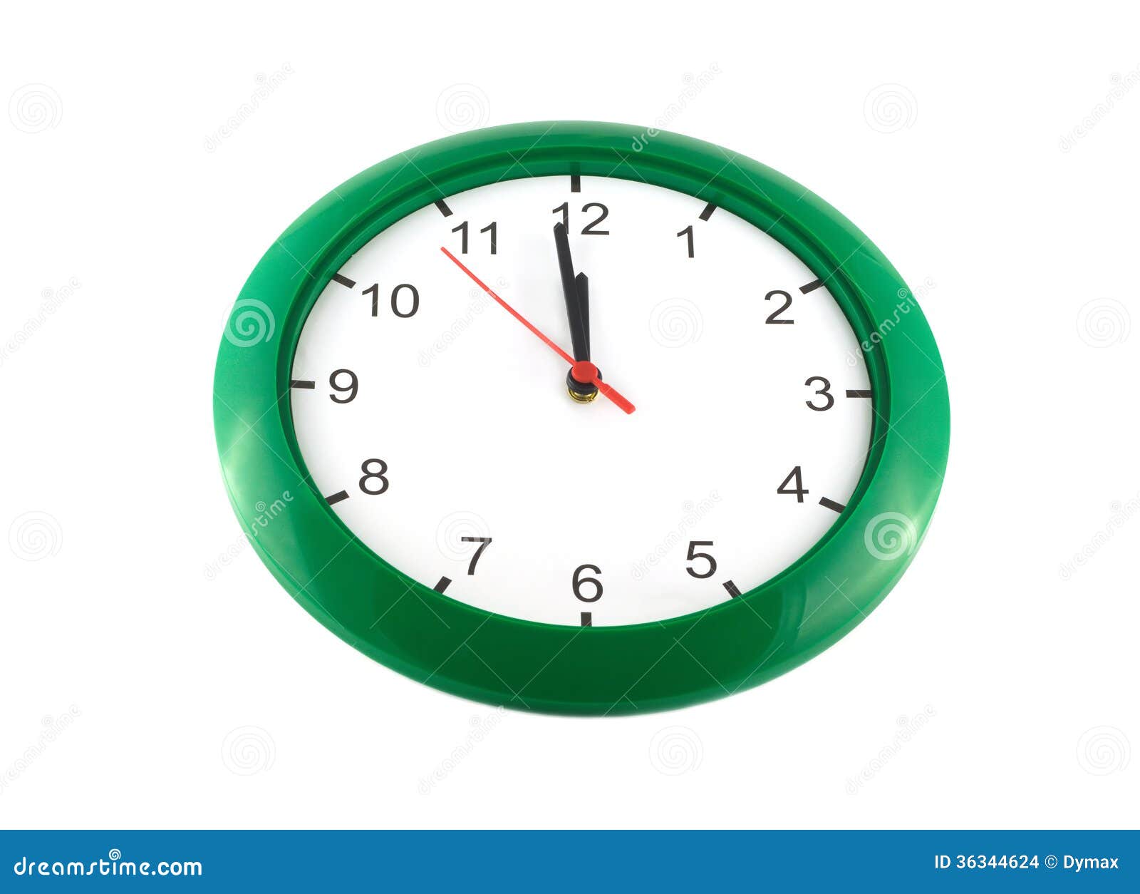 Las Doce En El Reloj Redondo De La Pared Aislado Foto de archivo ...