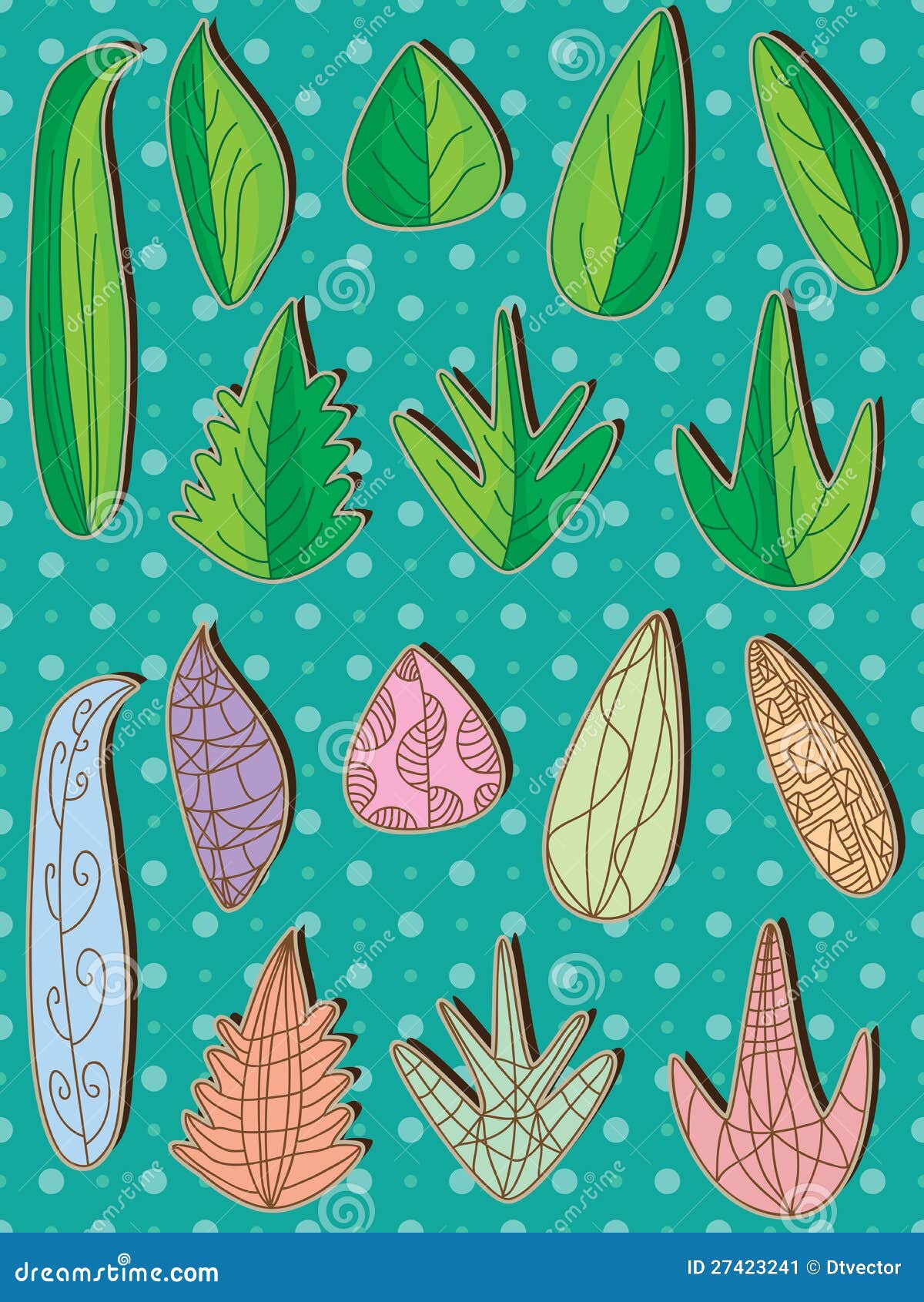 Las Hojas Labran El Conjunto Ilustración del Vector - Ilustración de ...