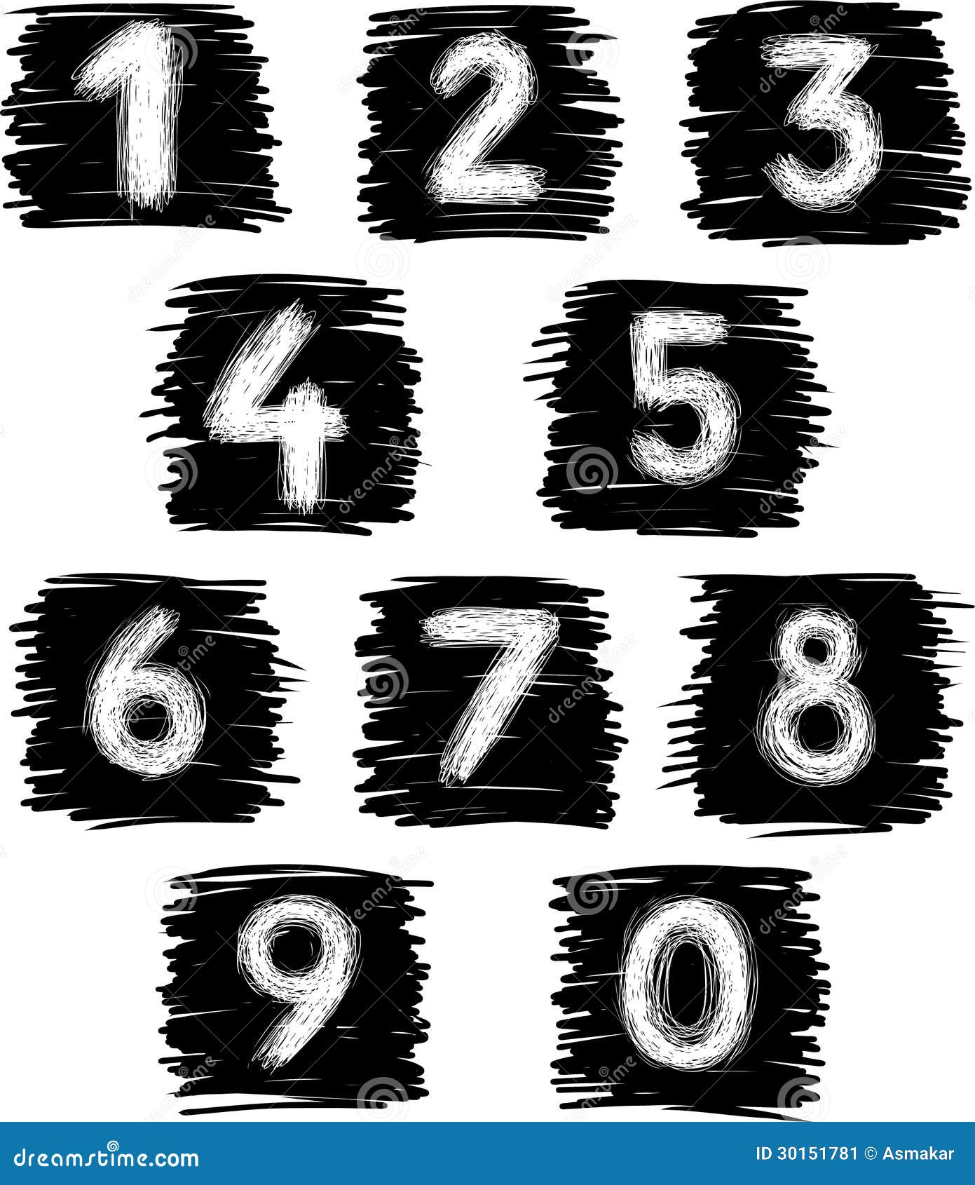 Números a mano ilustración del vector. Ilustración de conjunto - 30151781