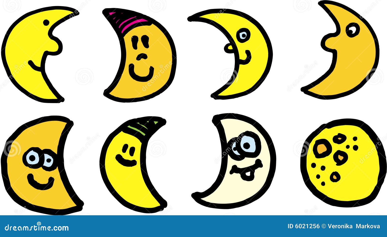 Las Lunas Vector El Conjunto Ilustración del Vector - Ilustración de ...