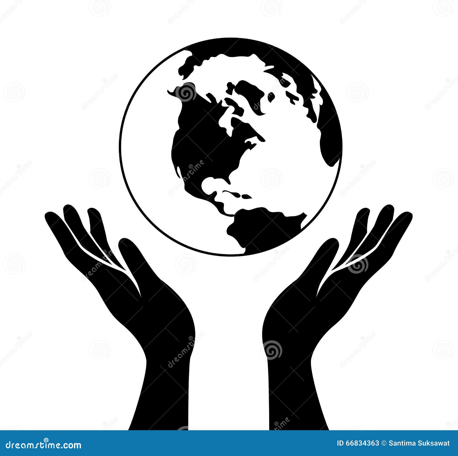 Las Manos Sostienen El Mundo Ilustración del Vector - Ilustración de ...