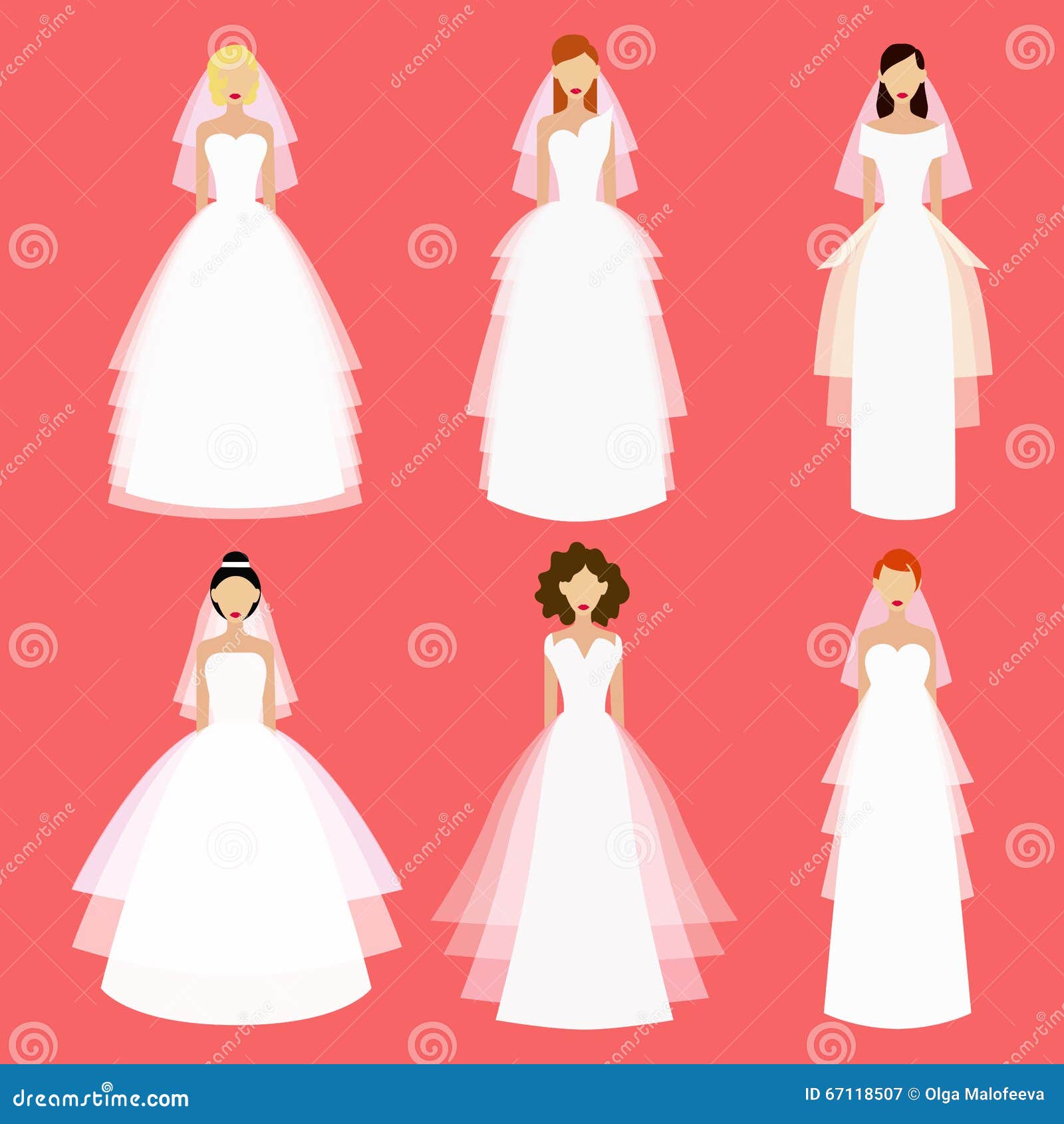 Las Novias Vector El Sistema Ejemplo Plano Ilustración del Vector ...