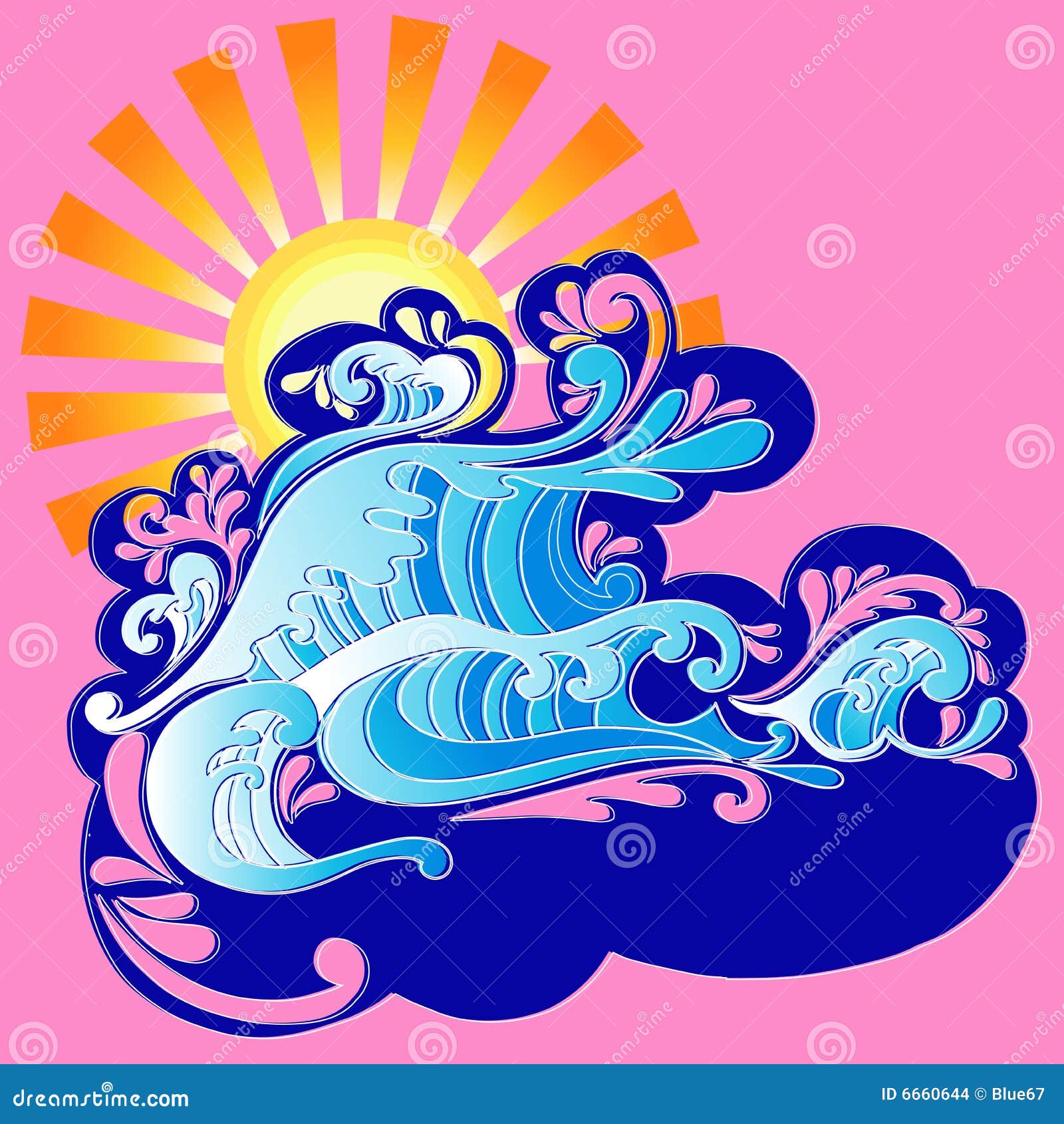 Las Ondas Y Sun Vector La Ilustración Ilustración del Vector ...