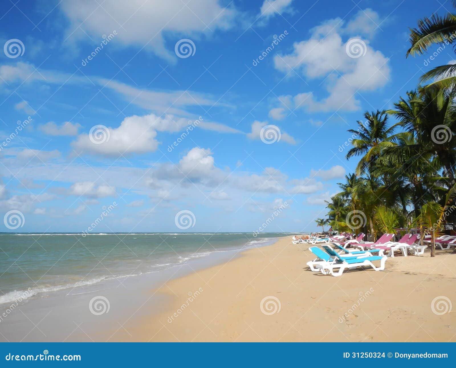 Las Terrenas Beach, Samana Peninsula Stock Photo - Image of palm, popy ...