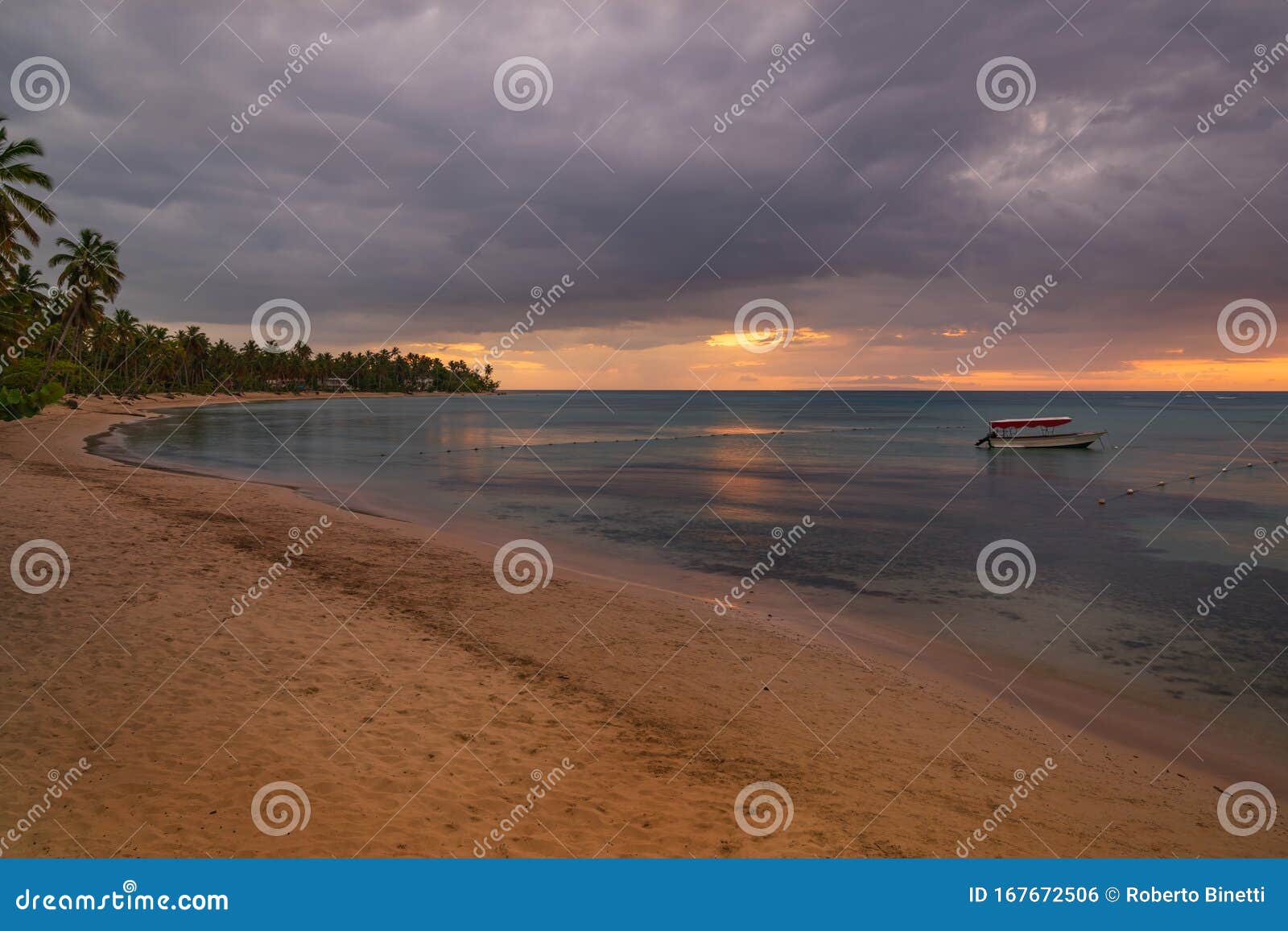 Las Terrenas Beach at Sunset Stock Photo - Image of beach, romantic ...