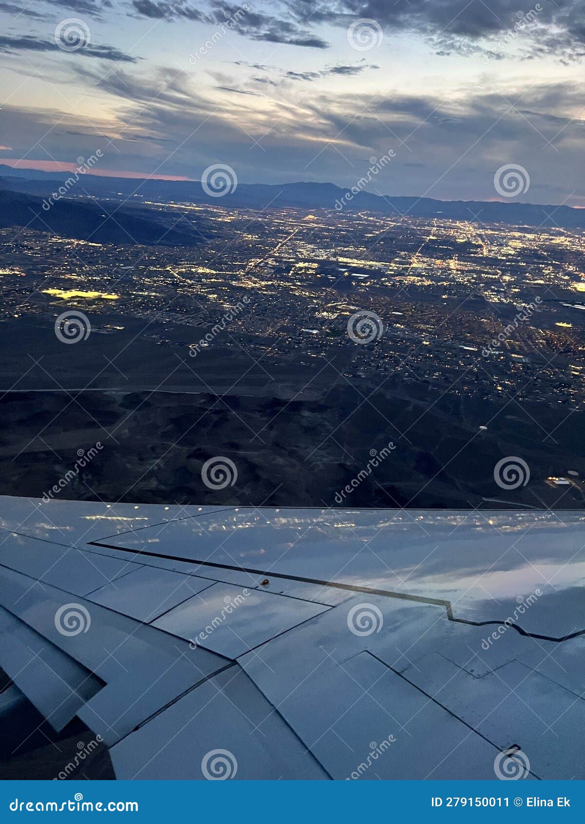 Las Vegas City from Plane and Plain Wing Stock Image - Image of plain ...