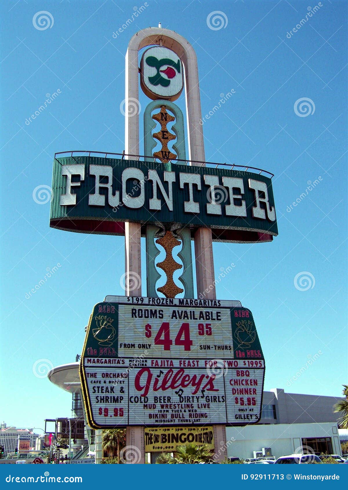 Las Vegas Frontier Hotel Sign Full Editorial Stock Photo - Image of ...