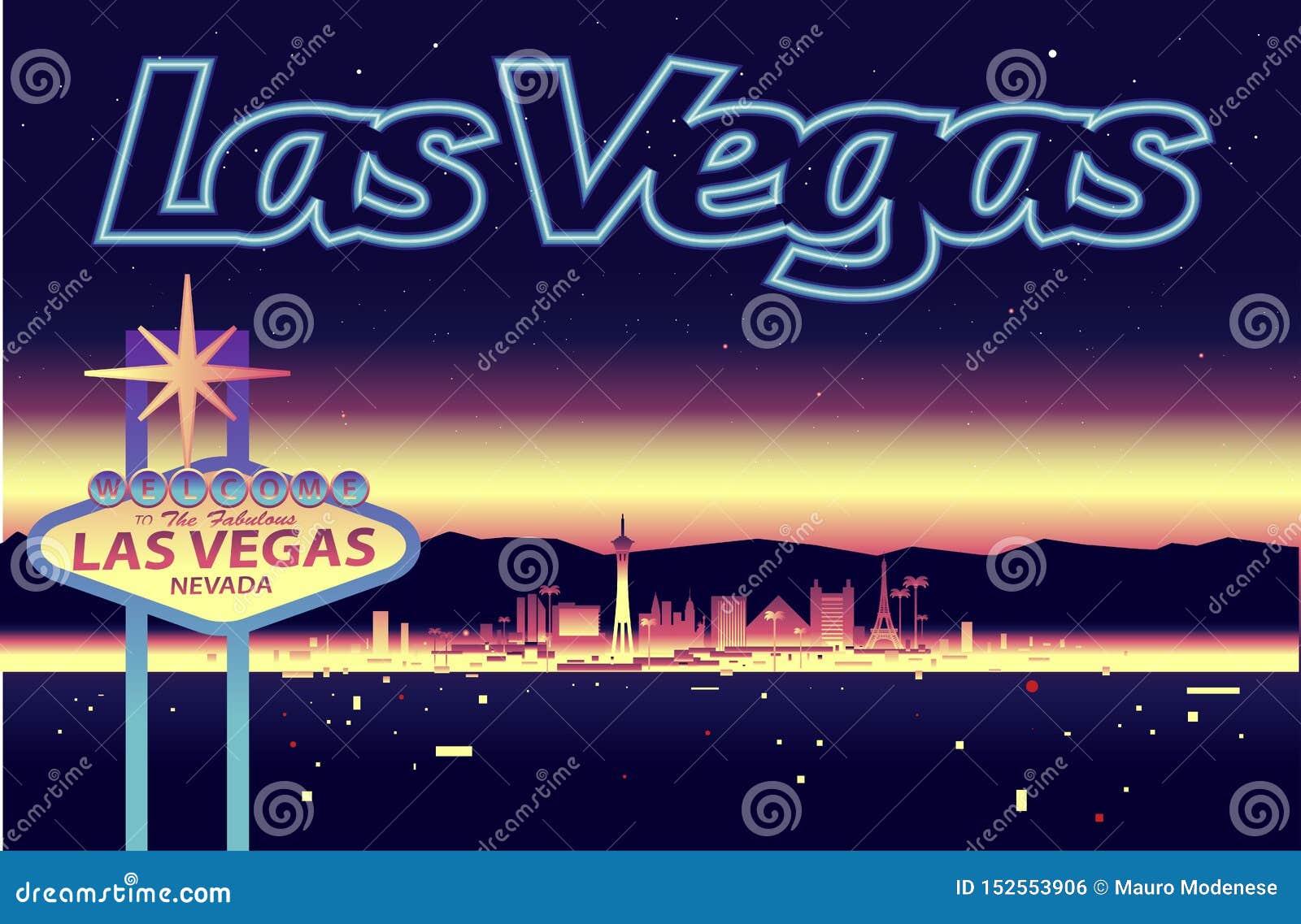 Las Vegas Nevada City Map USA Labelled Black Illustration Cartoon ...