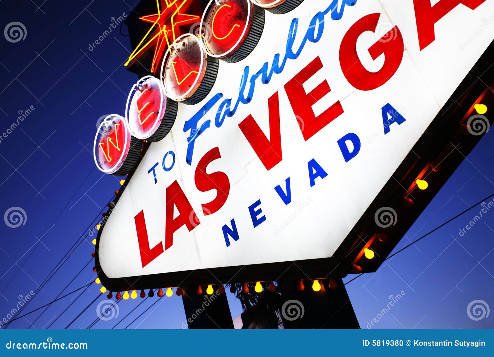 Vegas Letters On The Building. Blue Sky. Vegas Signboard. Editorial ...