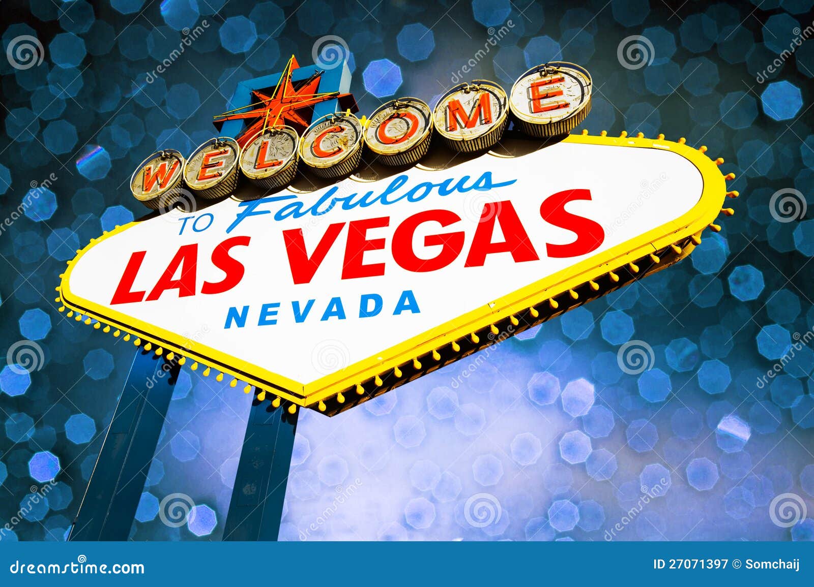 Las Vegas Sign With Bokeh Background Stock Image - Image of america ...