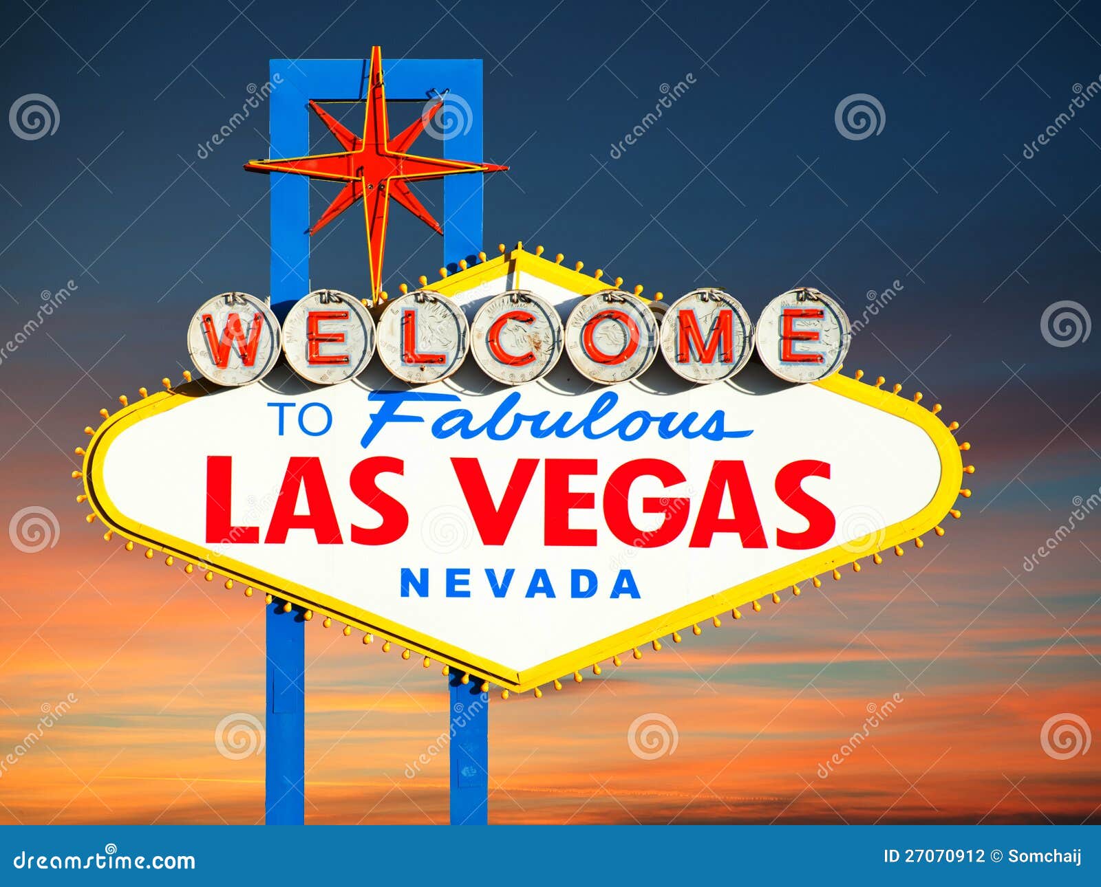 Las Vegas Sign at sunset stock photo. Image of night - 27070912