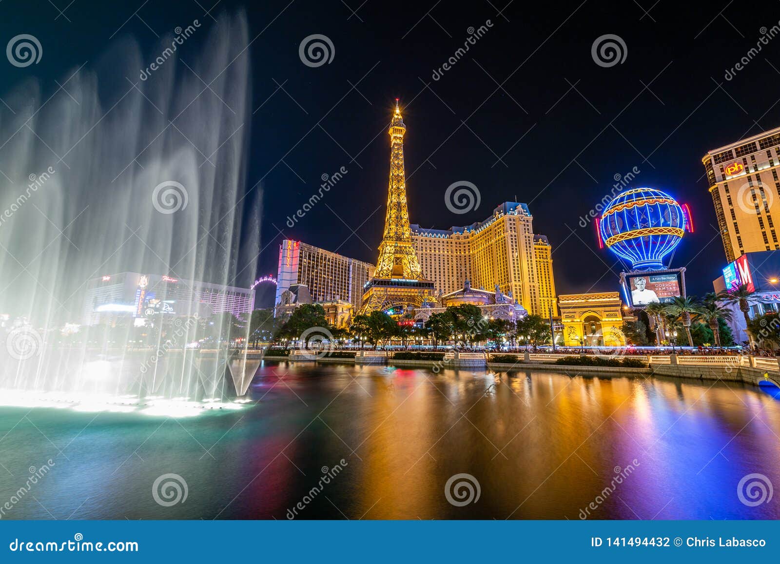 The Las Vegas Strip at Night Editorial Photography - Image of skyline ...