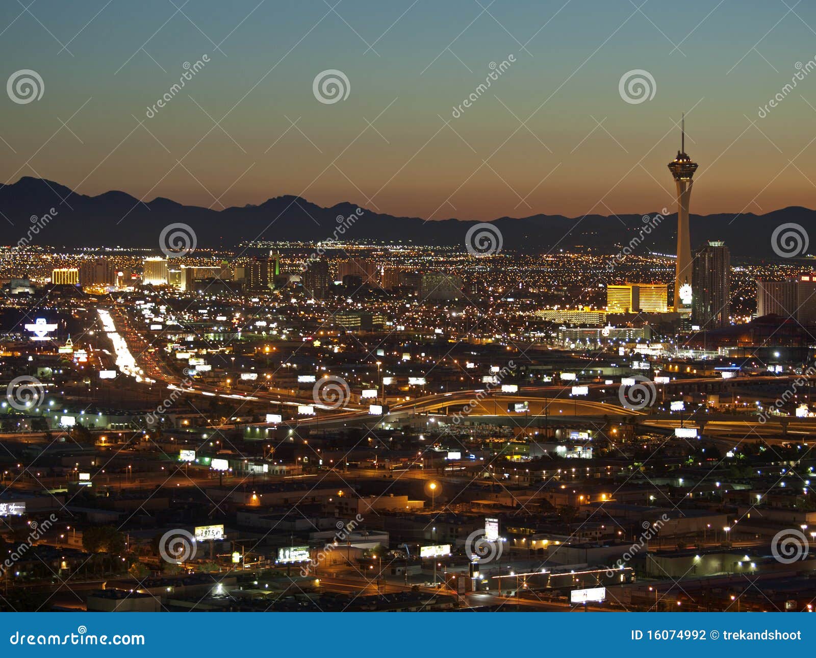 Las Vegas Sunrise editorial photography. Image of lights - 16074992