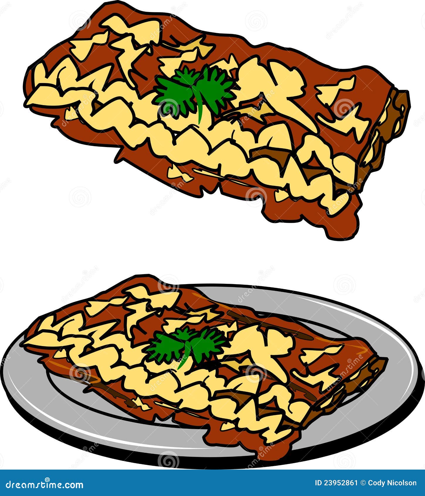 Lasagna stock vector. Illustration of sauces, portion - 23952861