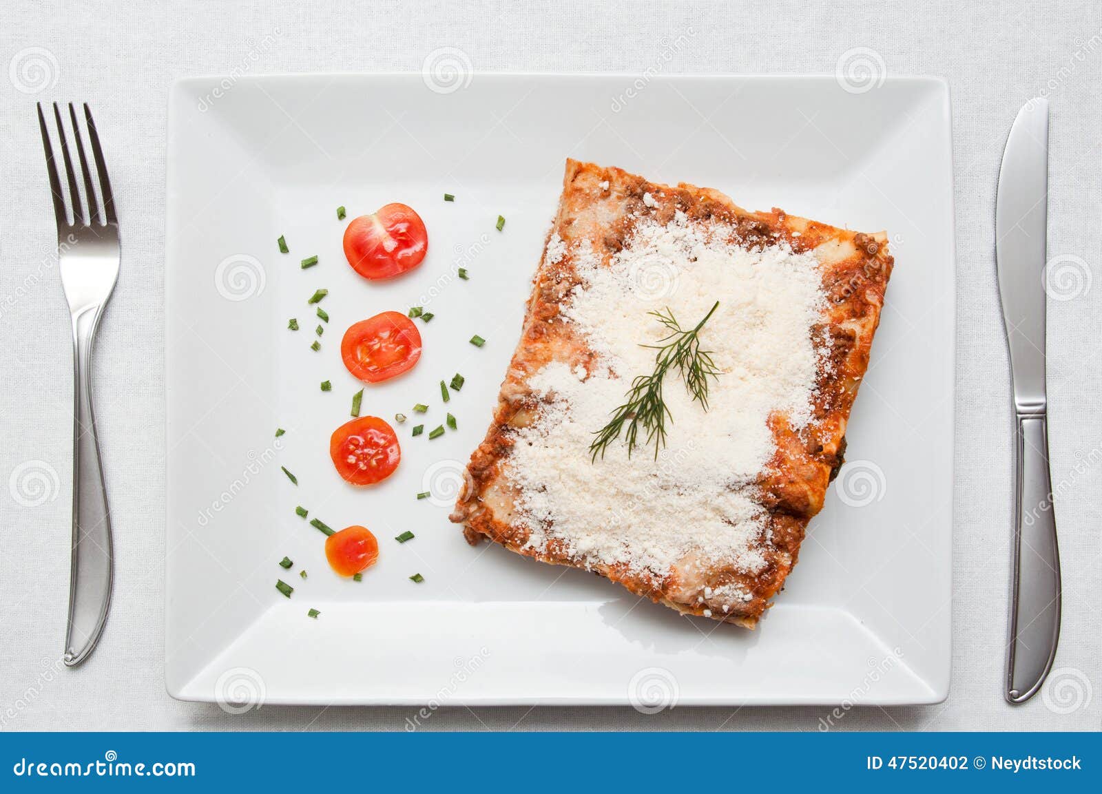 Lasagna with Cherry Tomatoes Presentation Stock Photo - Image of ...