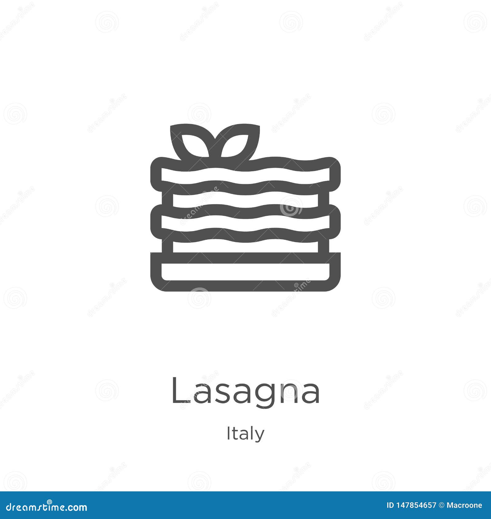 Lasagna Icon Vector from Italy Collection. Thin Line Lasagna Outline ...