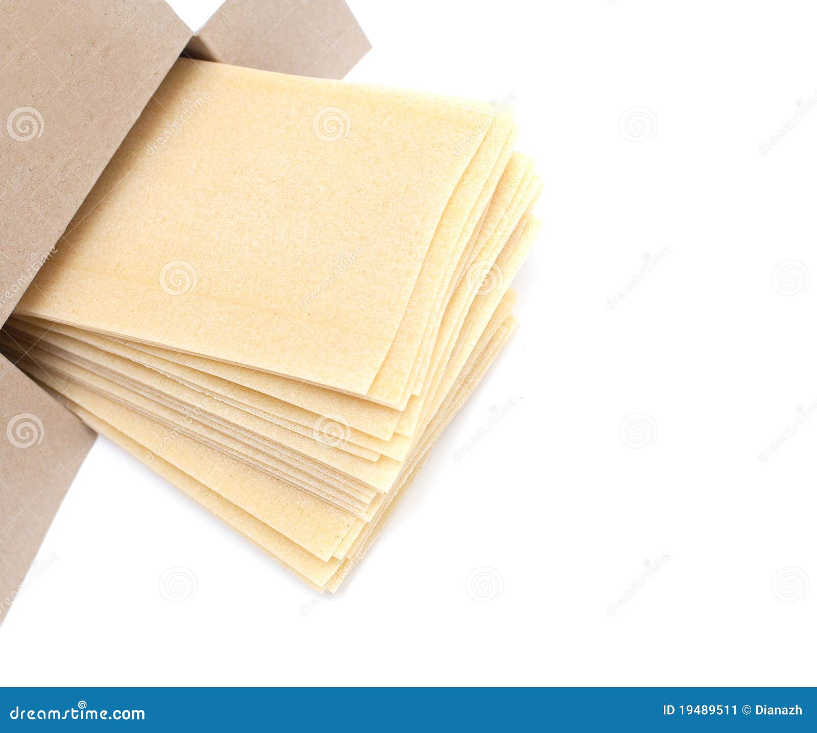 Lasagna Leafs in Box and Empty Space Stock Image - Image of isolated ...