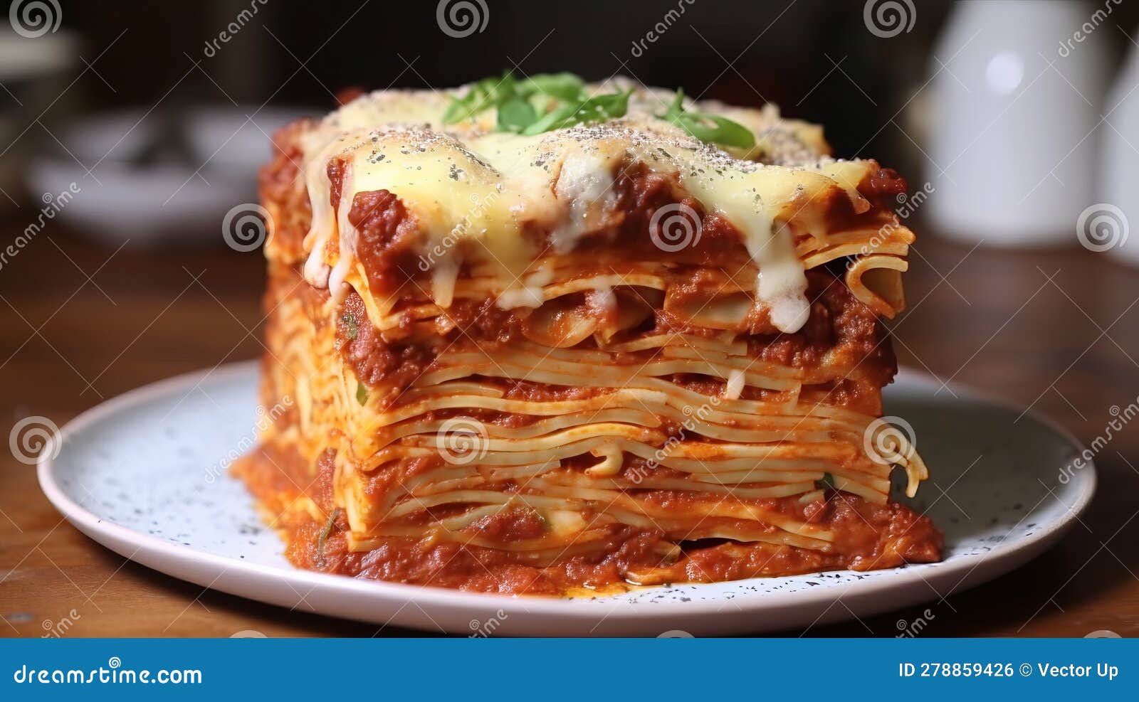 Lasagna with Multiple Layers of Pasta. Generative AI Stock Illustration ...