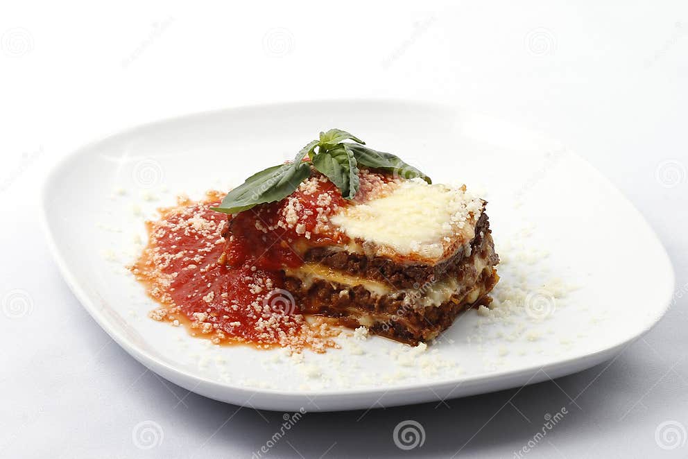Lasagna on plate stock photo. Image of mediterranean - 16910076