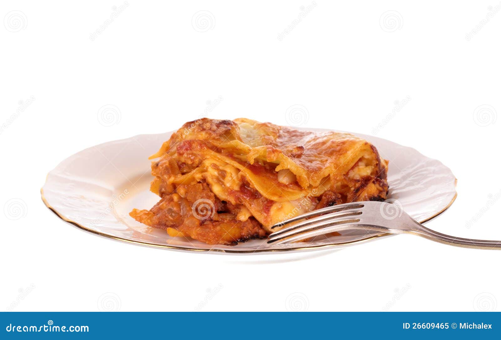 Lasagna in plate stock image. Image of isolated, background - 26609465