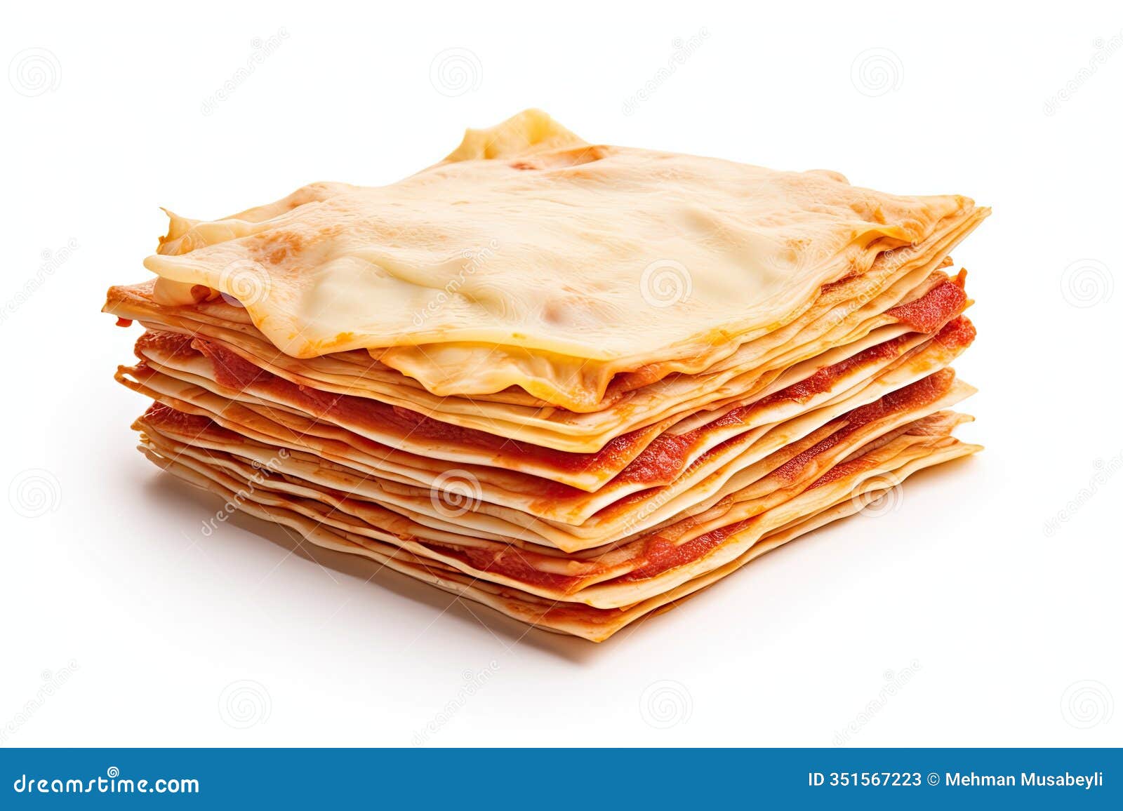 Lasagna Sheets Stacked from Top View Isolated on White Stock ...