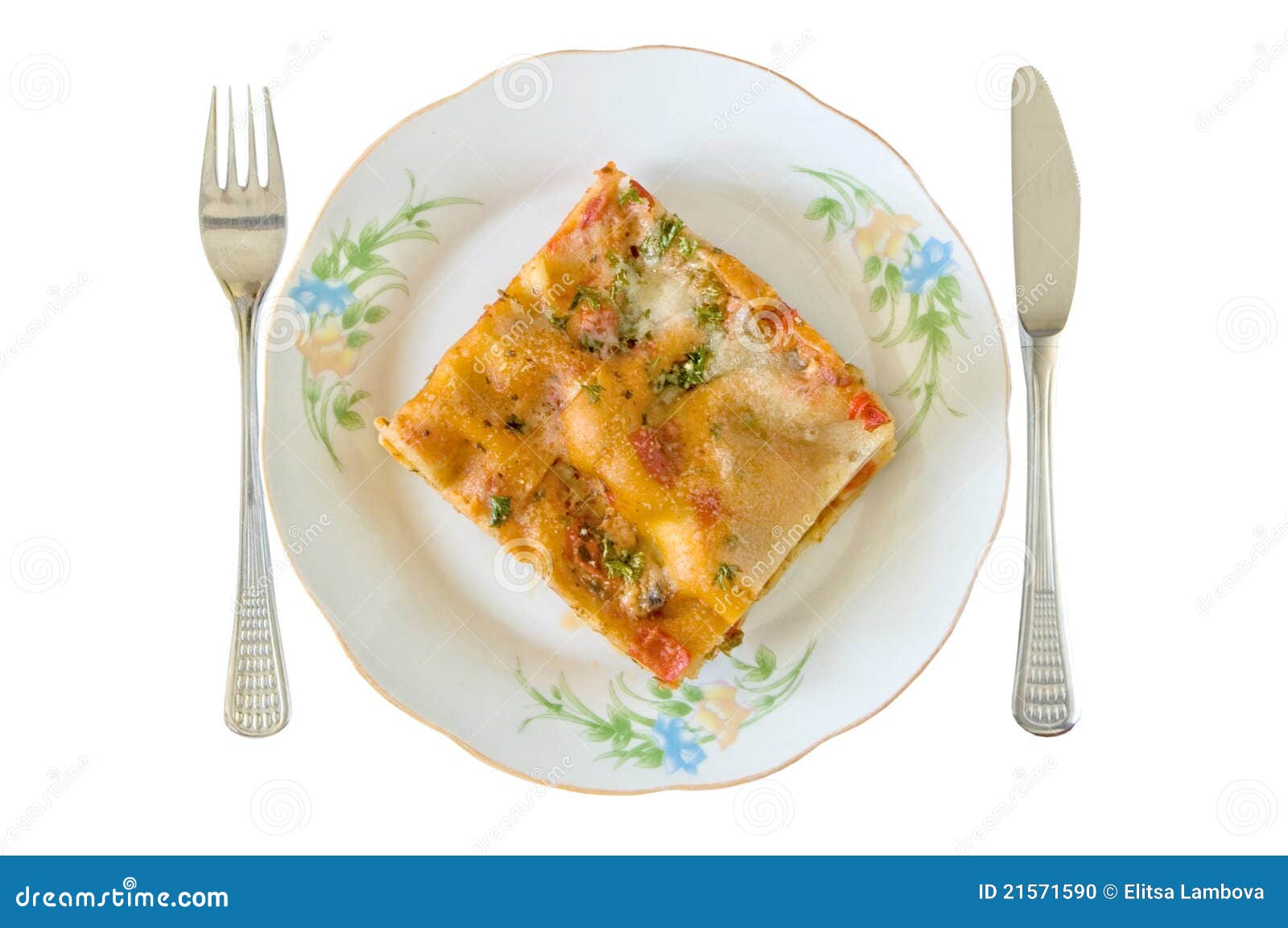 Lasagna Slice in a Plate Isolated Stock Photo - Image of homemade, dish ...