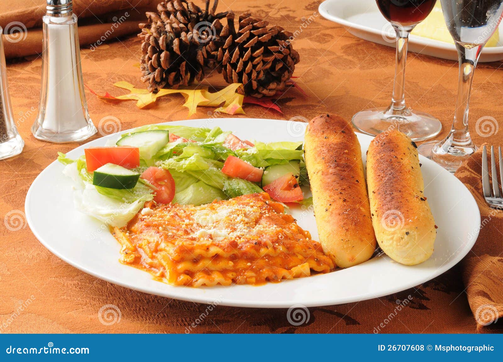 Lasagna on a Thanksgiving Dinner Table Stock Photo - Image of cucumber ...