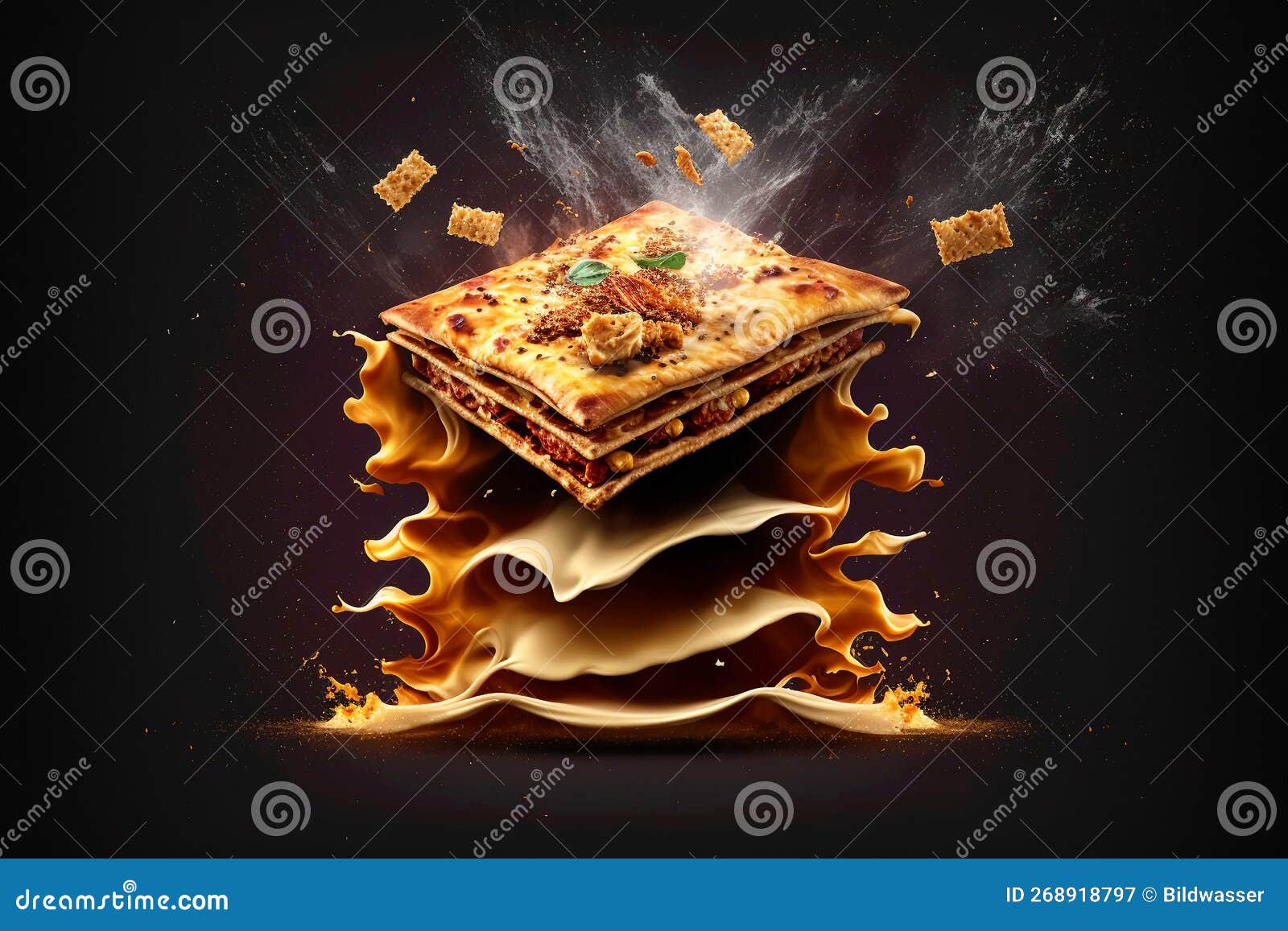 Lasagne Fast Food is Exploding. Generative Ai Stock Illustration ...