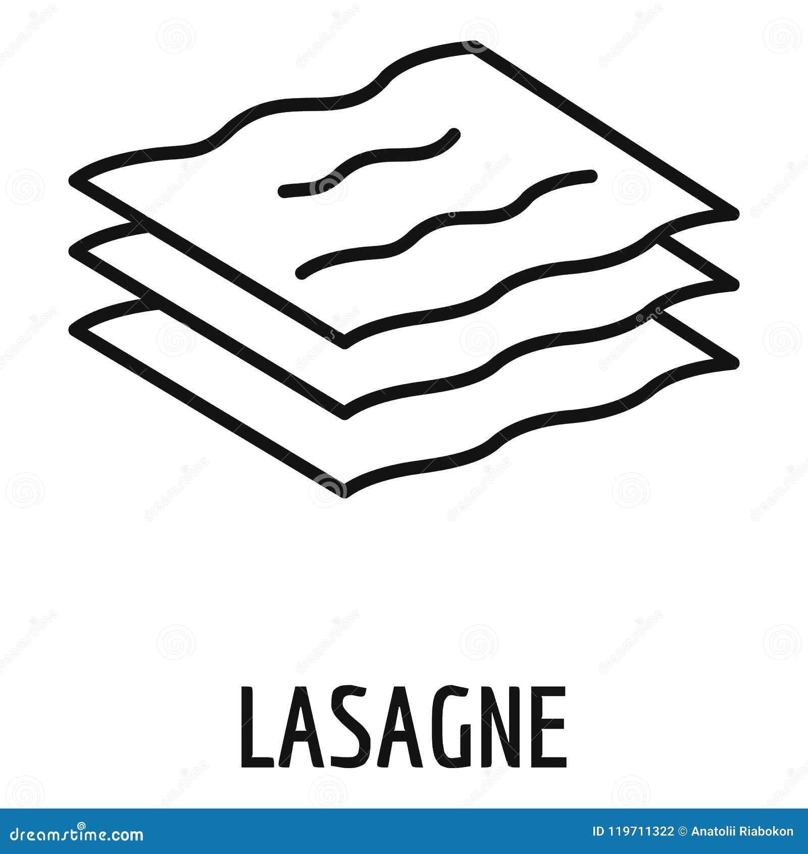 Lasagne Icon, Outline Style Stock Vector - Illustration of italian ...