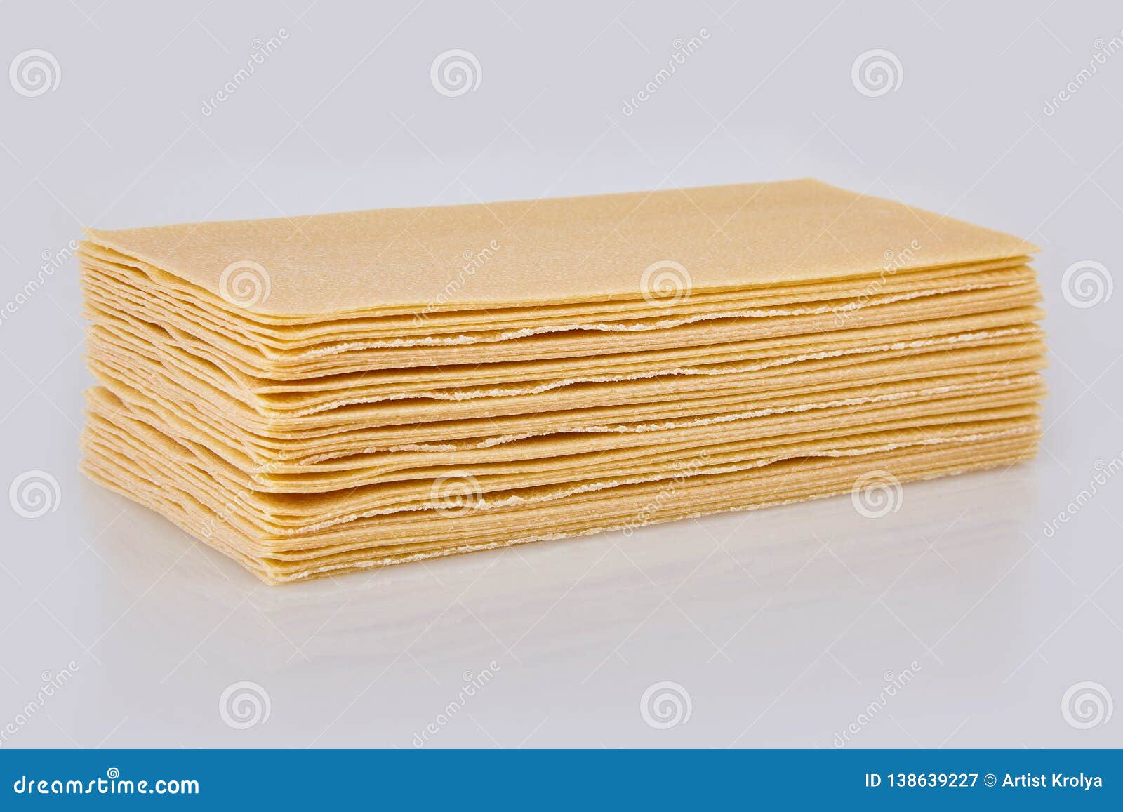 Lasagne Sheets Stack On White Background. Royalty-Free Stock ...
