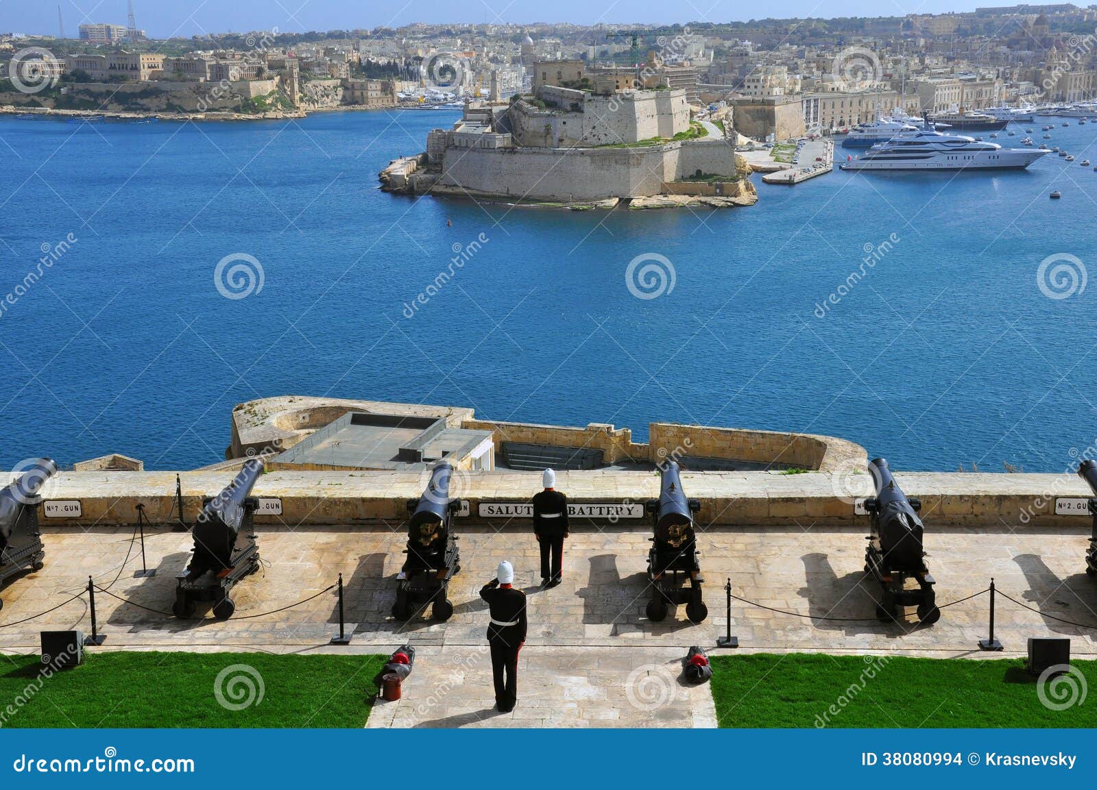 Lascaris Battery of Valletta, Malta Stock Photo - Image of guns ...