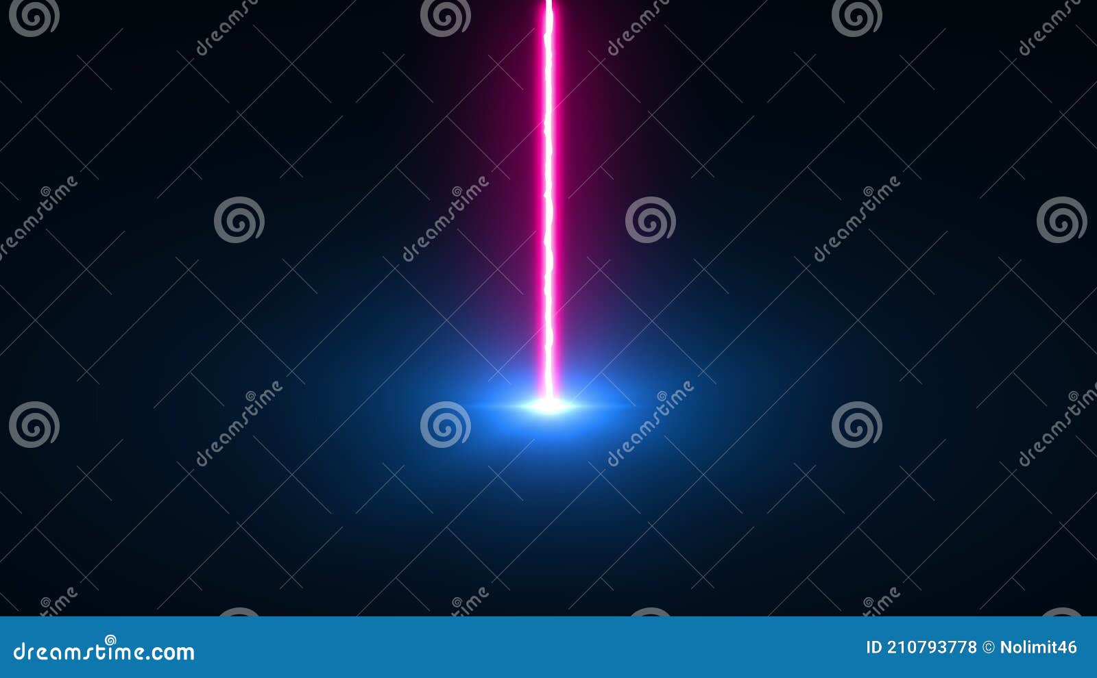 Laser Beam Falls from Top To Bottom, 3d Rendering Background. Computer ...