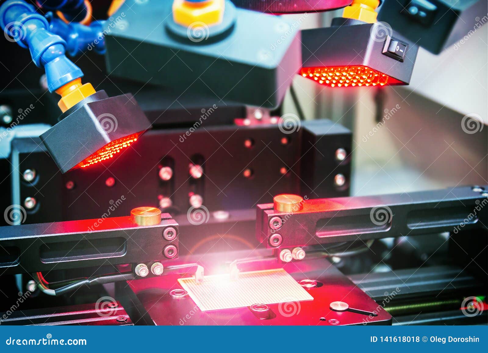 Laser Beam Passes through the Laser System of the Laboratory Stock ...