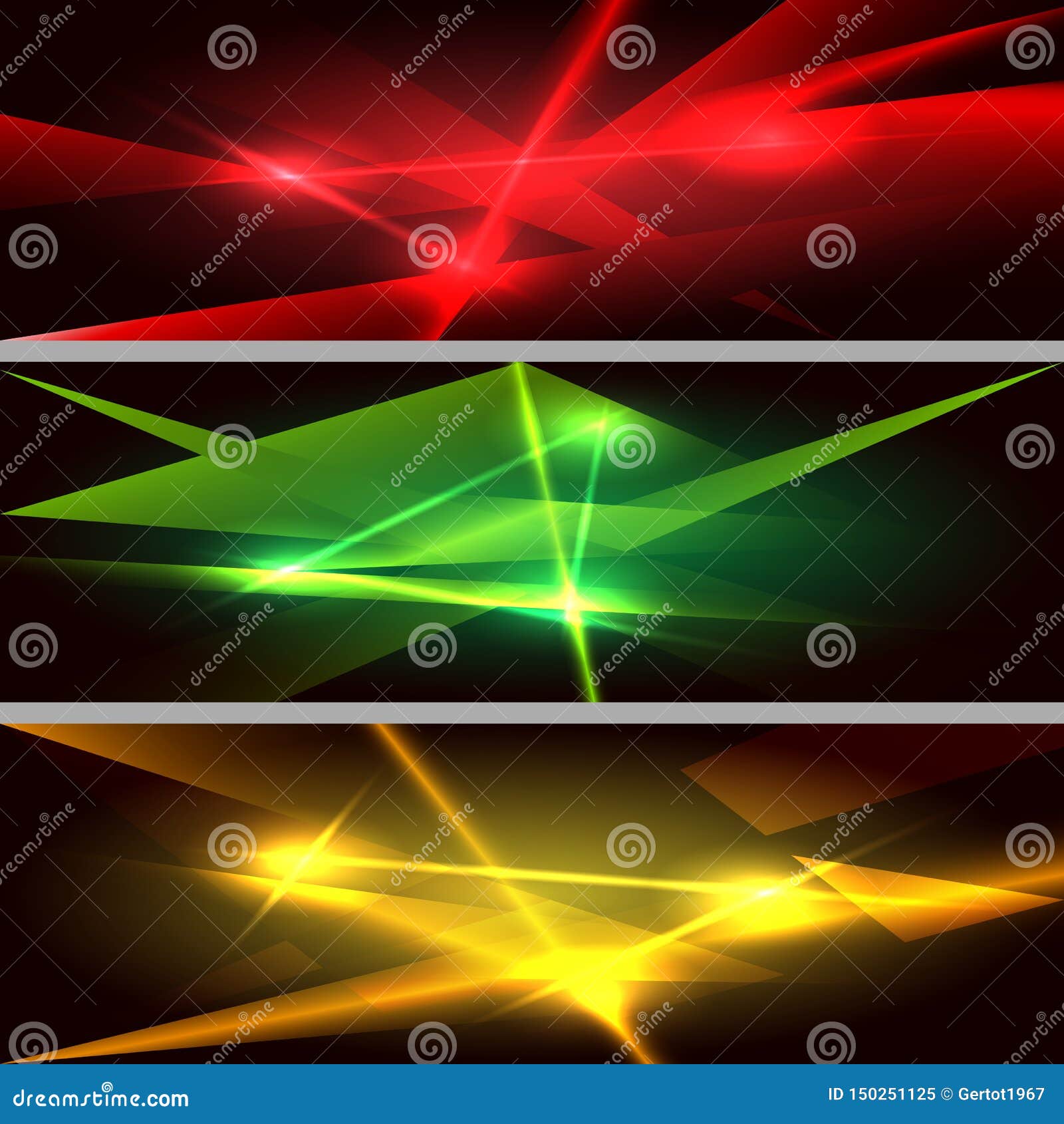 Laser Beams Horizontal Banner Set Stock Illustration - Illustration of ...