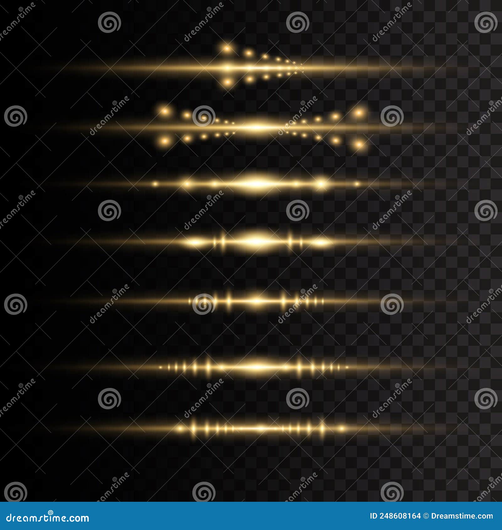 Laser Beams, Horizontal Light Sun Rays, Yellow Line. Stock Illustration ...