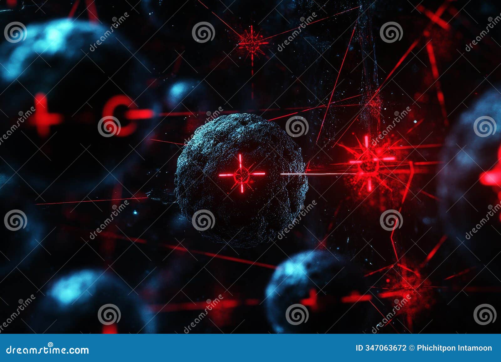 Laser Beams Targeting Cancer Cells, Representing Precise Cancer ...