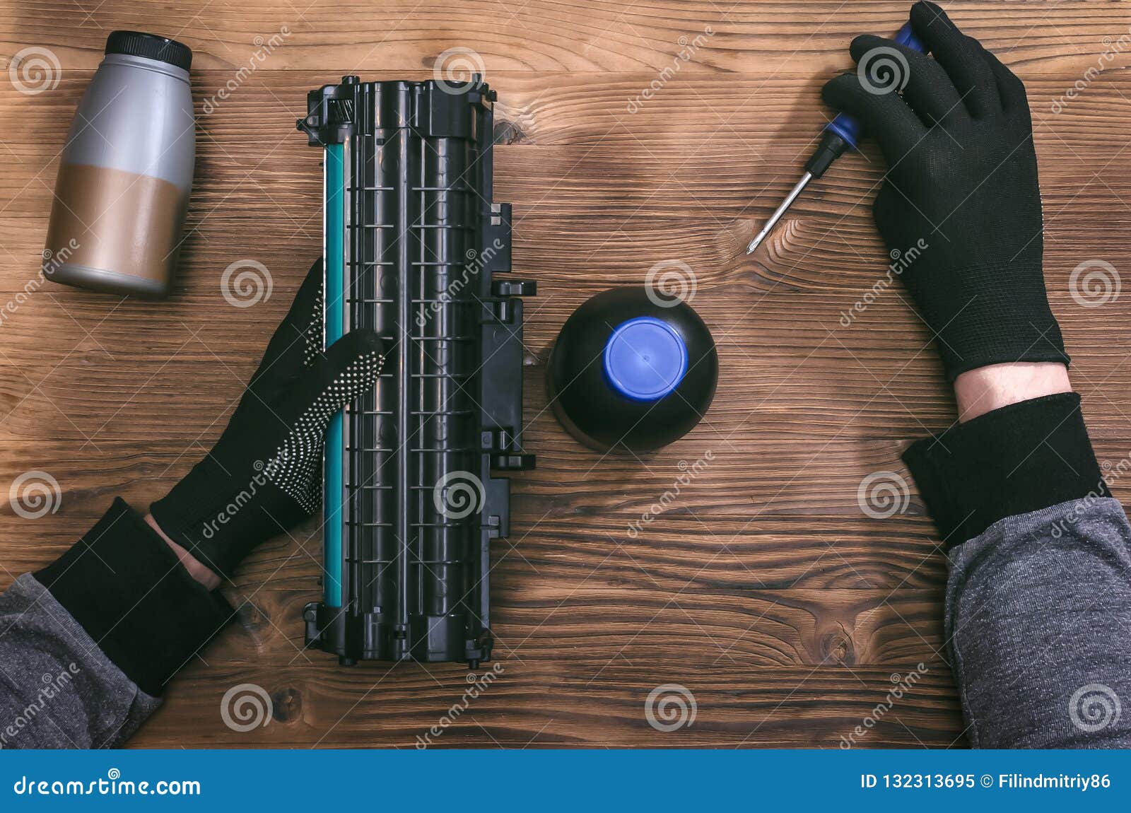 Laser cartridge refilling. stock image. Image of repairman - 132313695