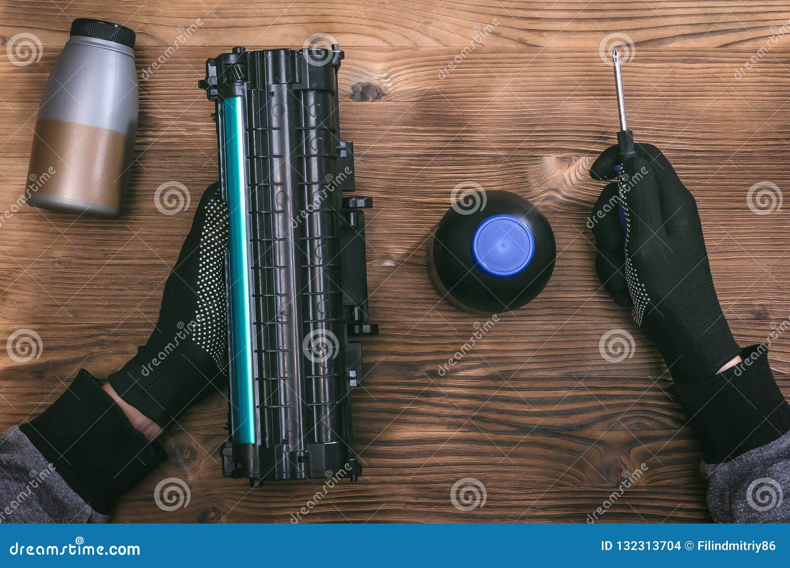 Laser cartridge refilling. stock photo. Image of engineer - 132313704