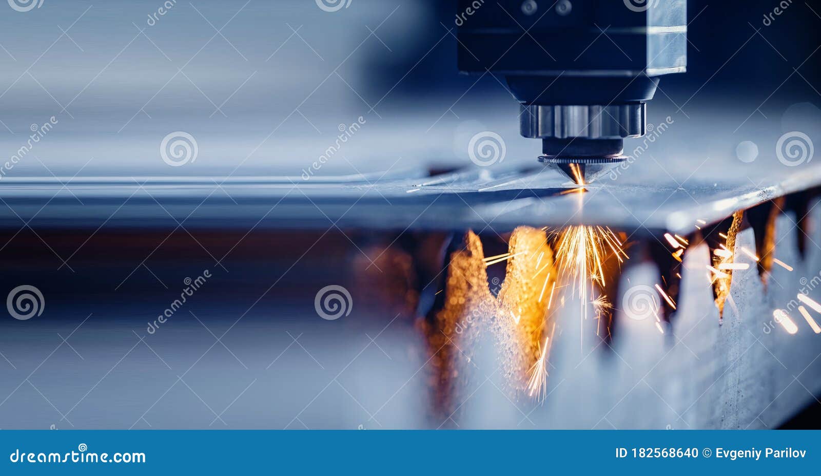 Laser CNC Cut of Metal with Light Spark Stock Photo - Image of ...
