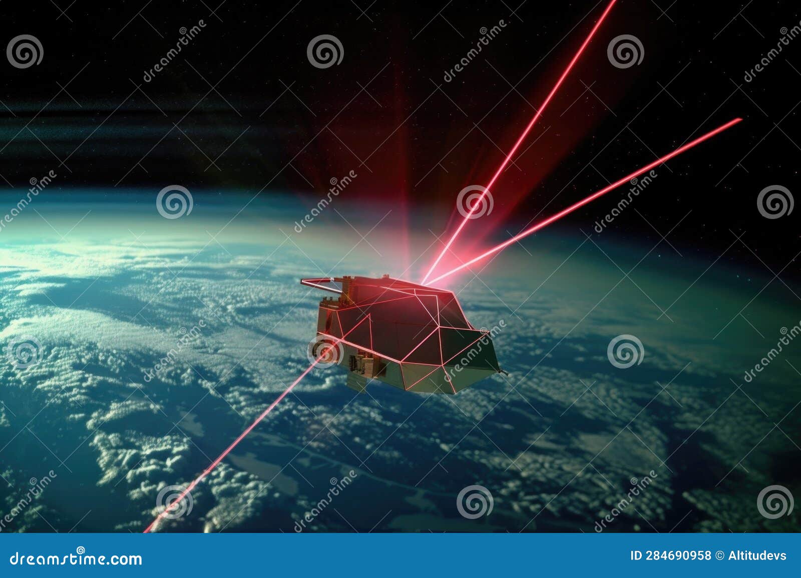 Laser Communication System on a Satellite Stock Illustration ...