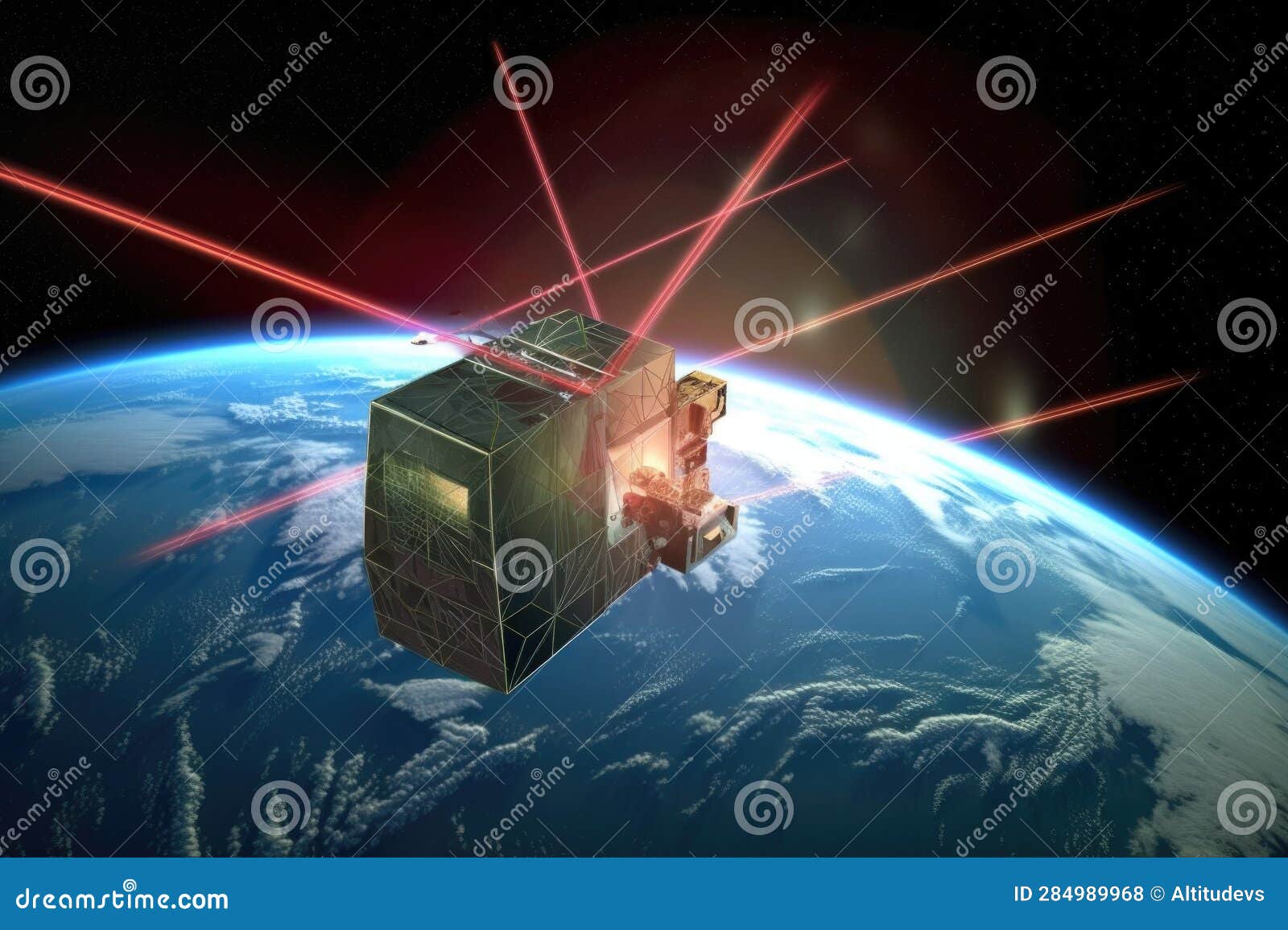 Laser Communication System on a Satellite Stock Illustration ...