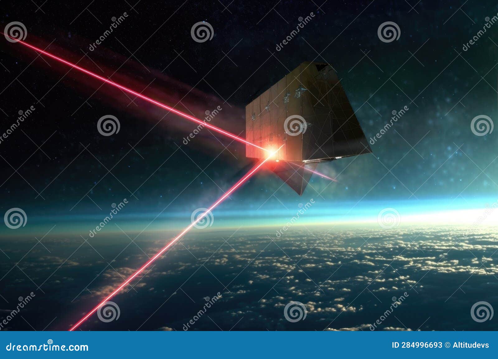 Laser Communication System on a Satellite Stock Illustration ...