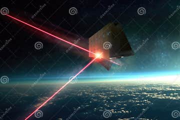 Laser Communication System on a Satellite Stock Illustration ...