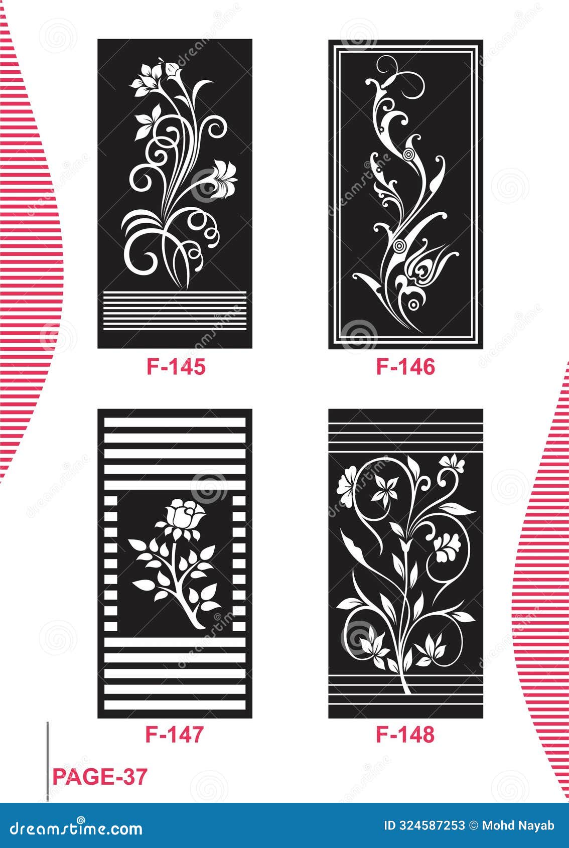 Laser Cut Design Wall Stencil Sandblasting Design Cdr X6 Stock Vector ...