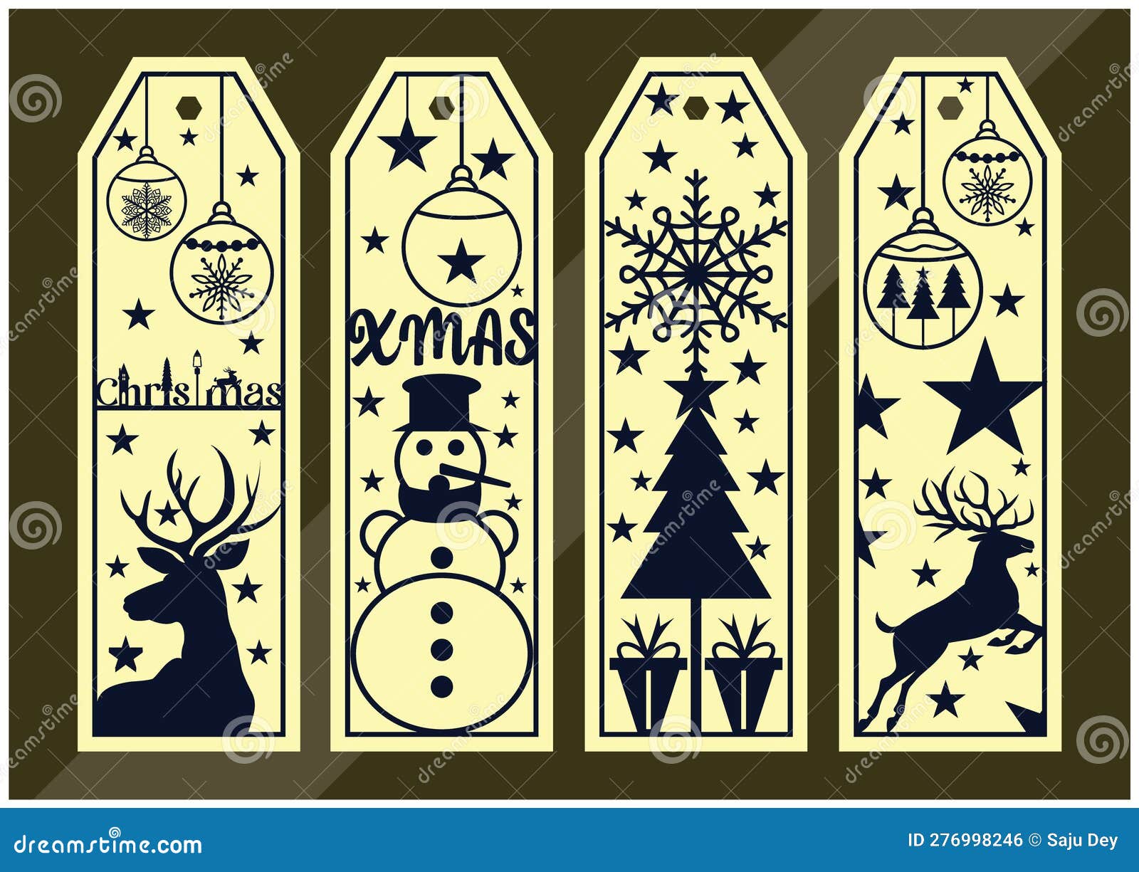 Laser Cut Die and Decorative Panel Bookmark Patterns. Set of Bookmarks ...