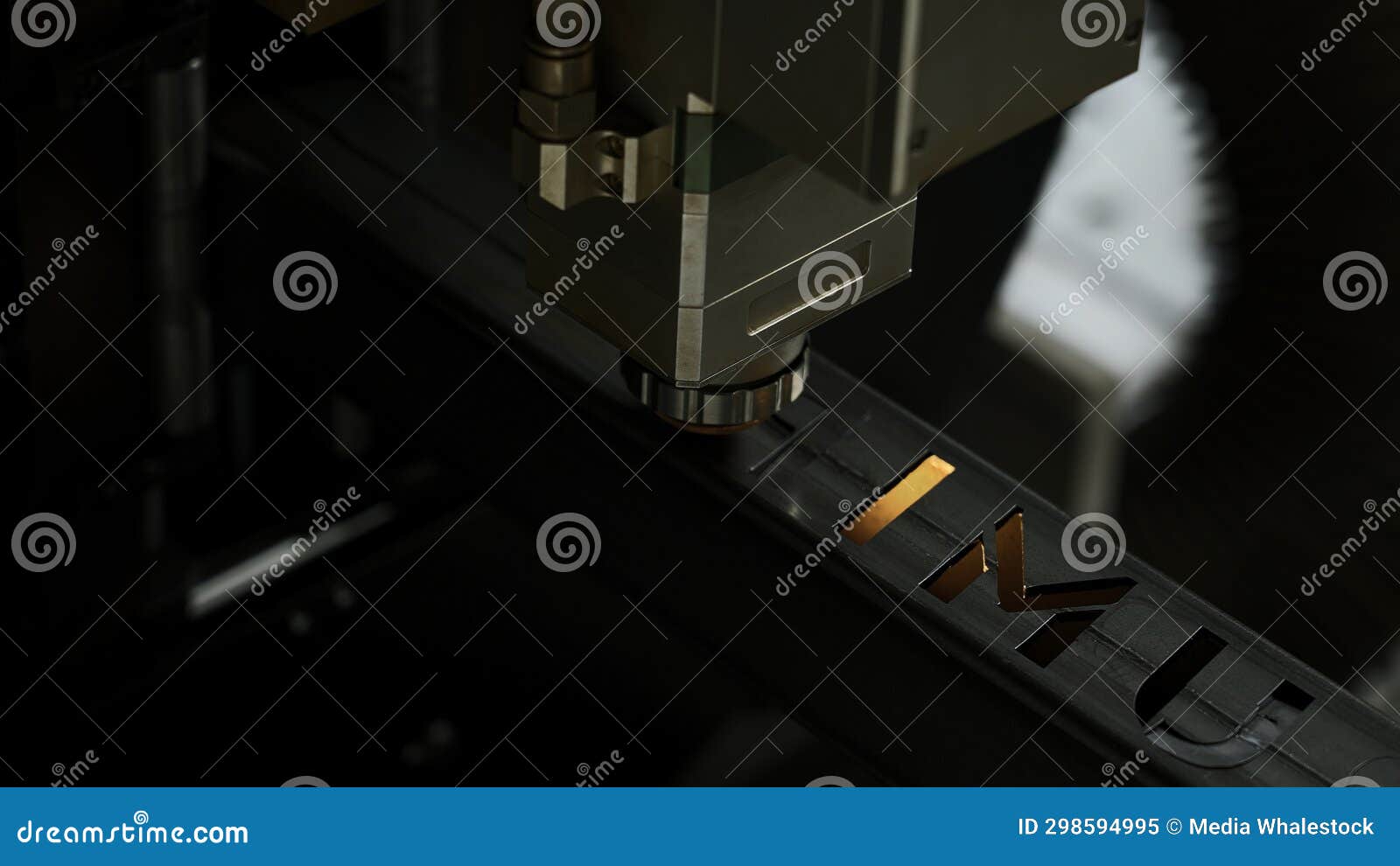 Laser Cut Head Machine while Cutting the Sheet Metal with the Sparking ...