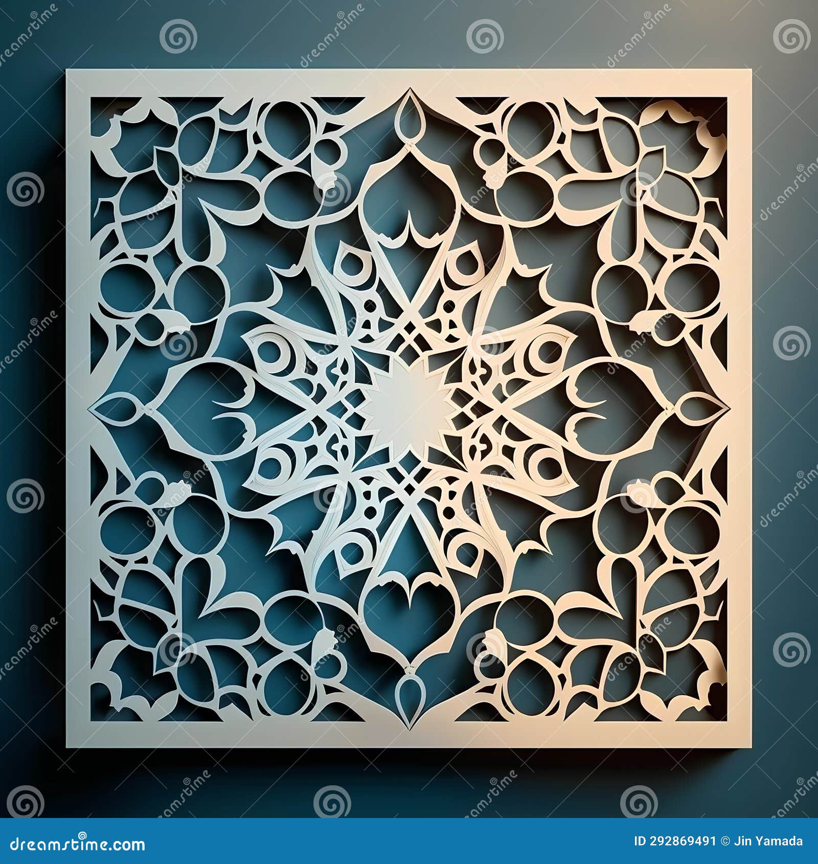 Laser Cut Panel on Blue Background. 3d Vector Illustration Stock ...